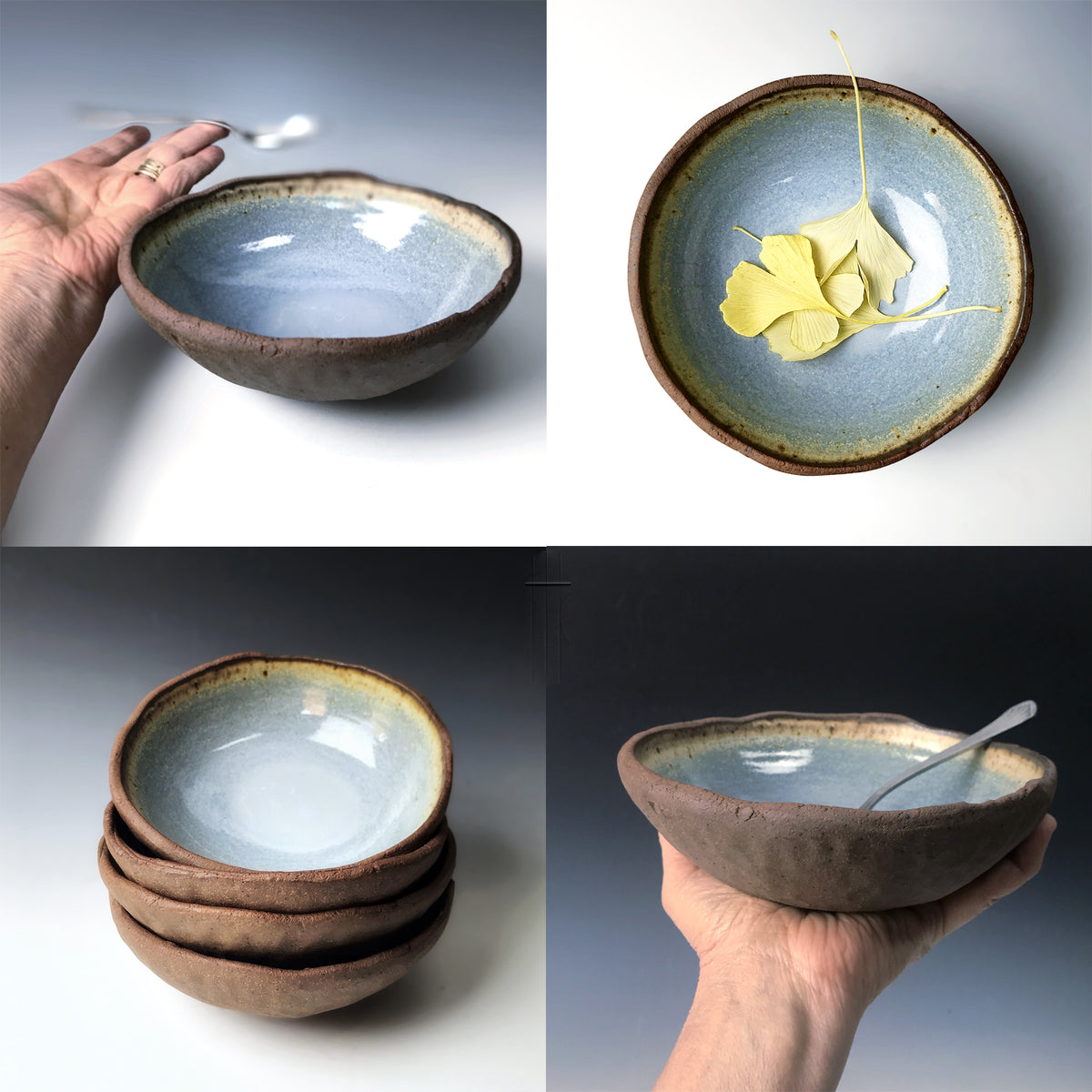 SHELL BOWL in Swedish Blue Glaze – BlackTree Studio Pottery